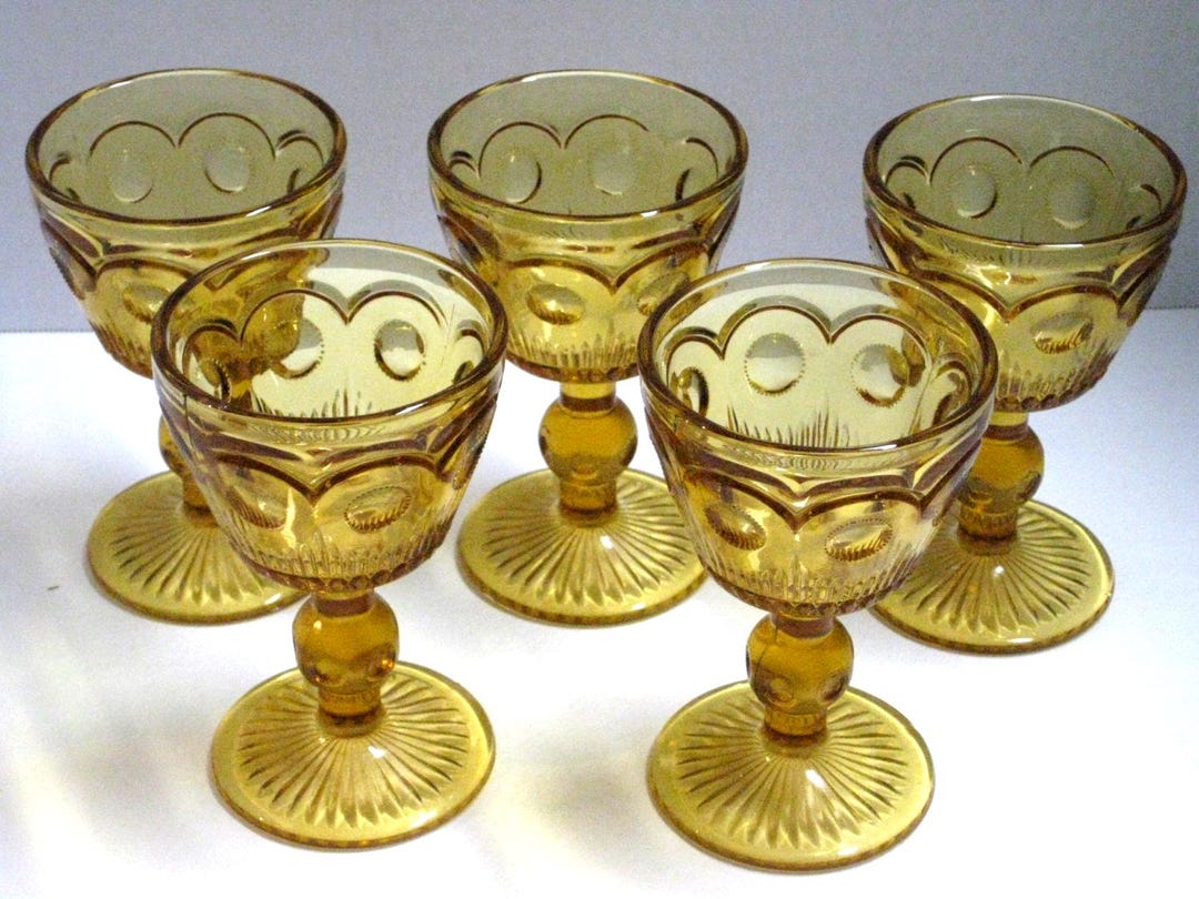 Vintage Sherbet Glasses, Amber Bullseye Cane Design, Set of 5 - Etsy