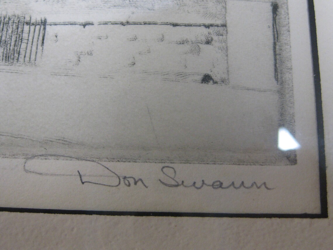 Art Work Vintage Origional Framed Etching by Don Swann | Etsy