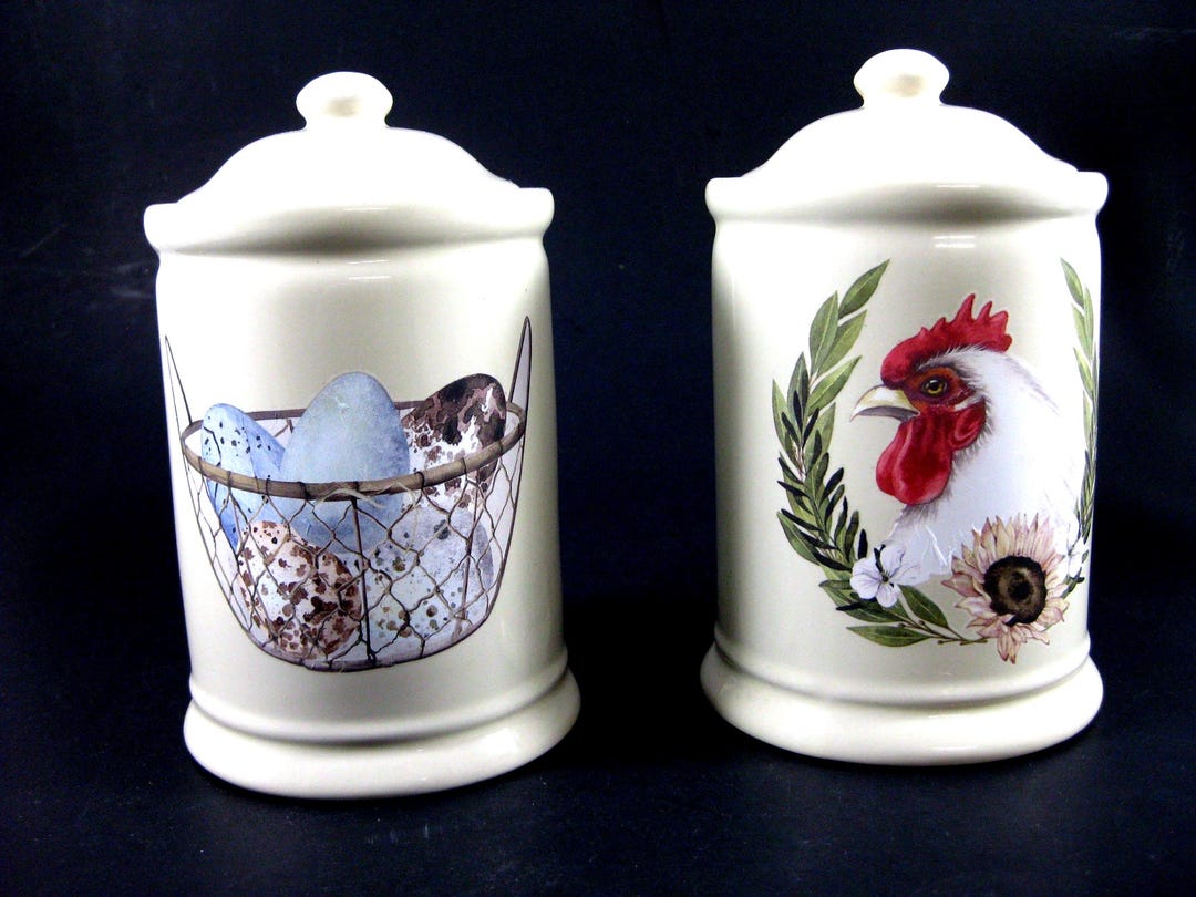 Ceramic Country Crocks With Lids: Farmhouse Kitchen Decor - Etsy
