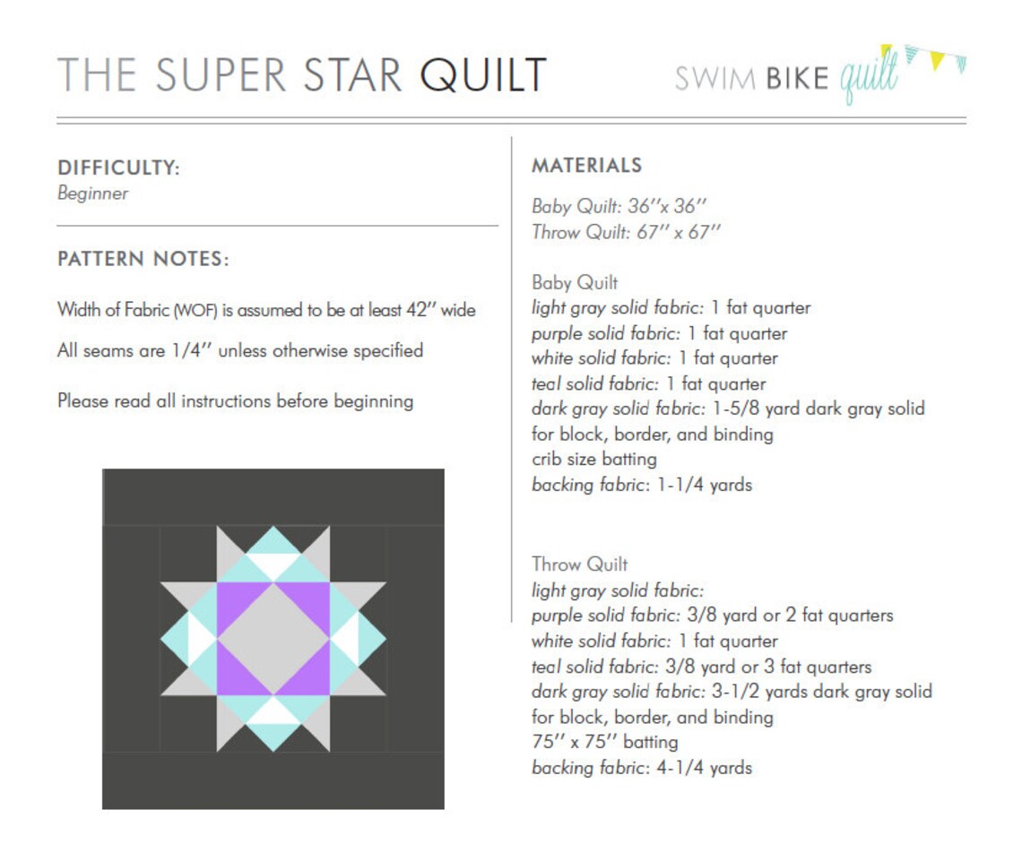 The Super Star Quilt Pattern - Etsy