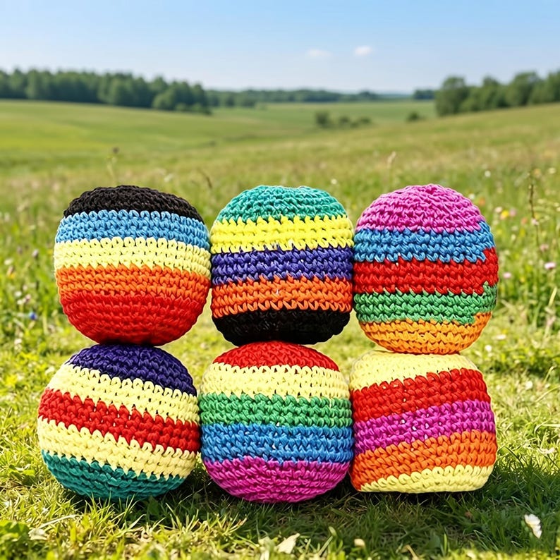 Crochet Hacky Sack, Rainbow Footbag, Hand Knitted Juggling Ball, Eco ...