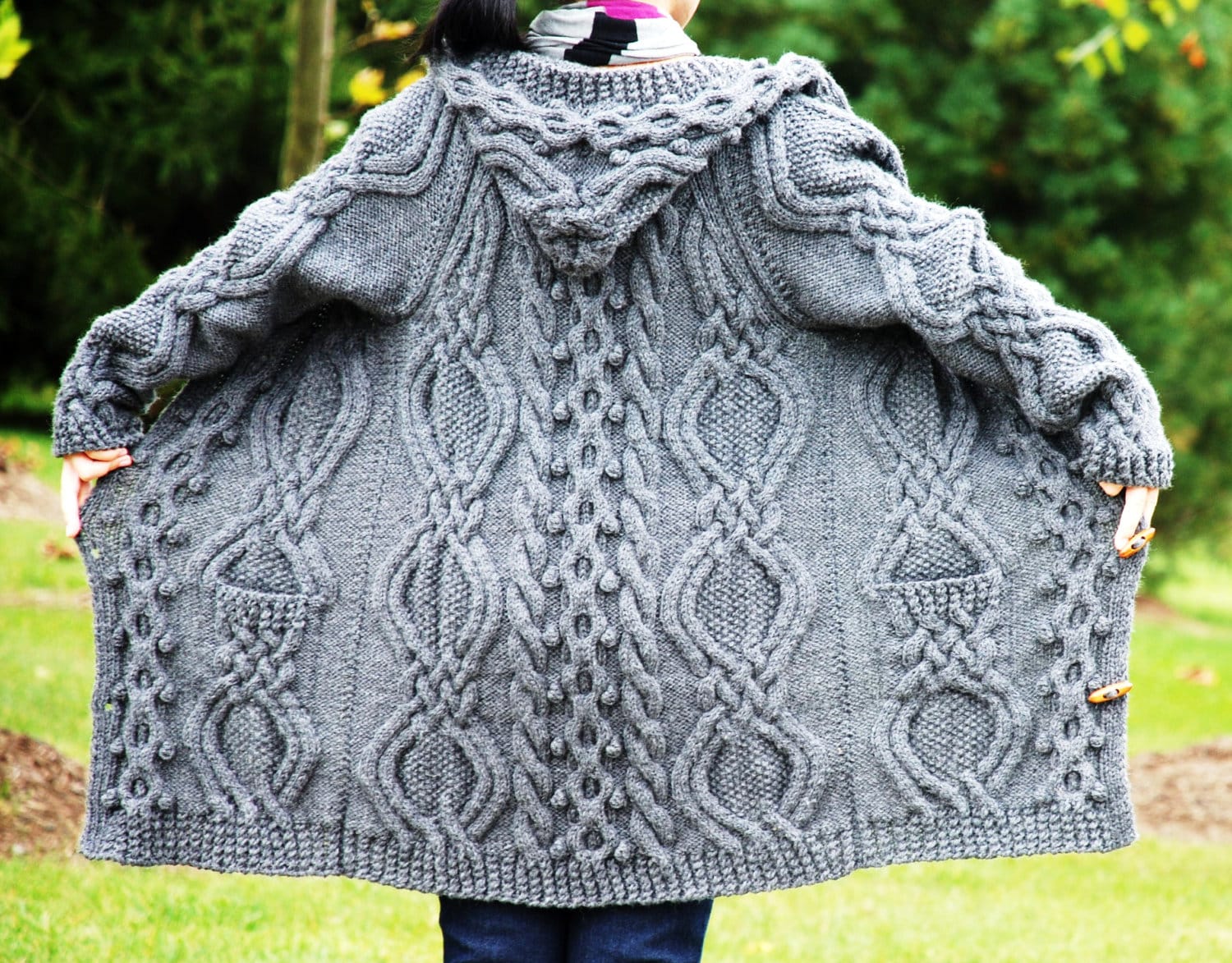 Hand Knit Women Chunky Cable Aran Irish Fisherman Sweater Coat - Etsy