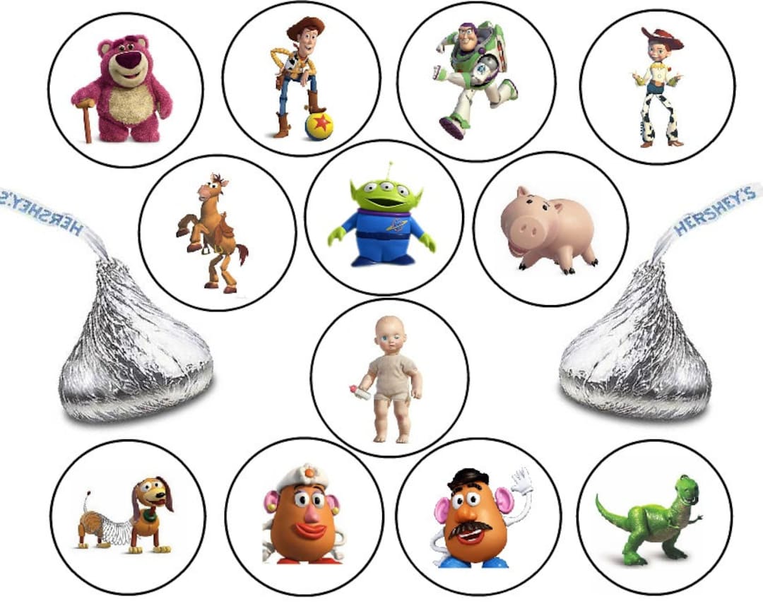 216 Assorted Toy Story Hershey Kiss Stickers Labels Birthday Party ...