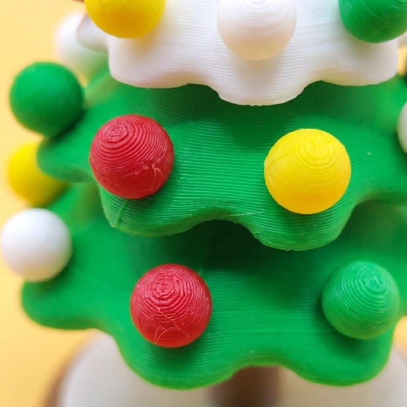 3D Printed Dancing Christmas Tree, Spinning Desktop Fidget Toy, Holiday ...