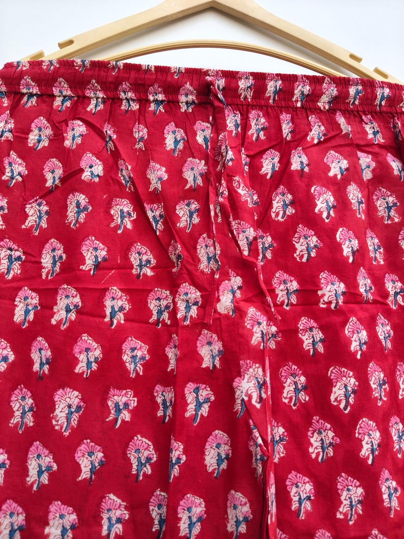 Red Floral Cotton Hand Block Print Pajama Set – Summer Loungewear - Etsy