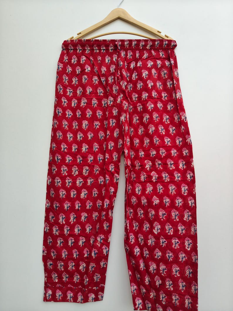 Red Floral Cotton Hand Block Print Pajama Set – Summer Loungewear - Etsy