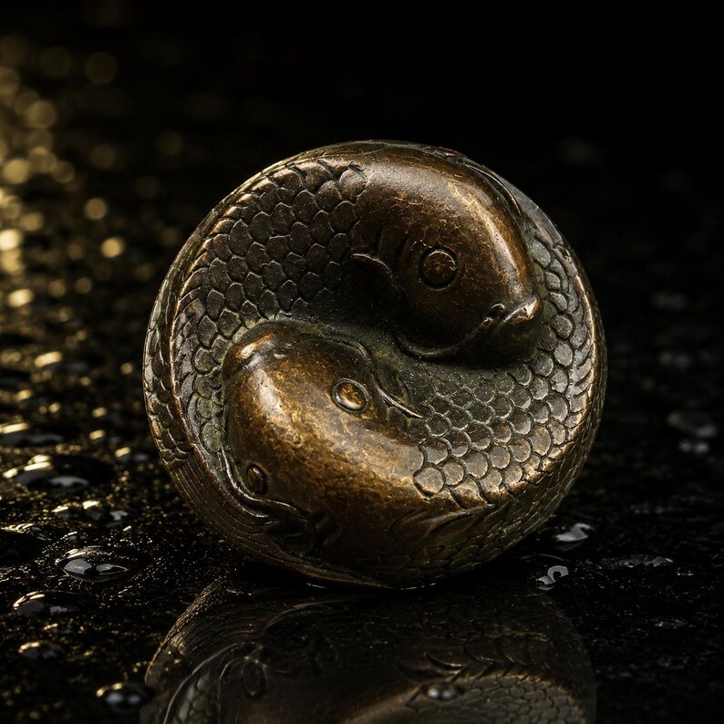 Vintage Copper Yin Yang Fish Figurine, Handcrafted Zen Decor With ...
