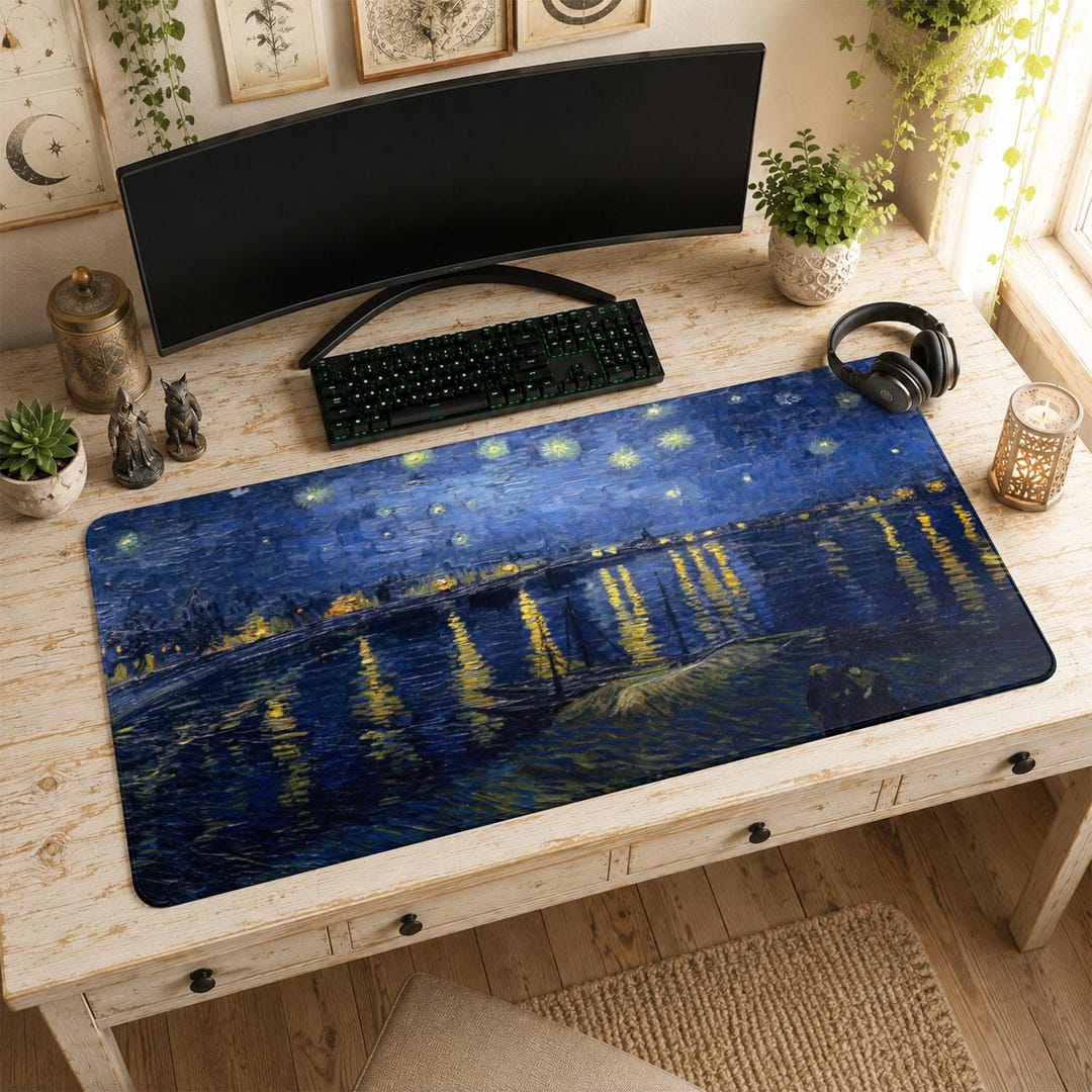 Tapete de rato Van Gogh | Tapete de secretária, presente de decoração ...