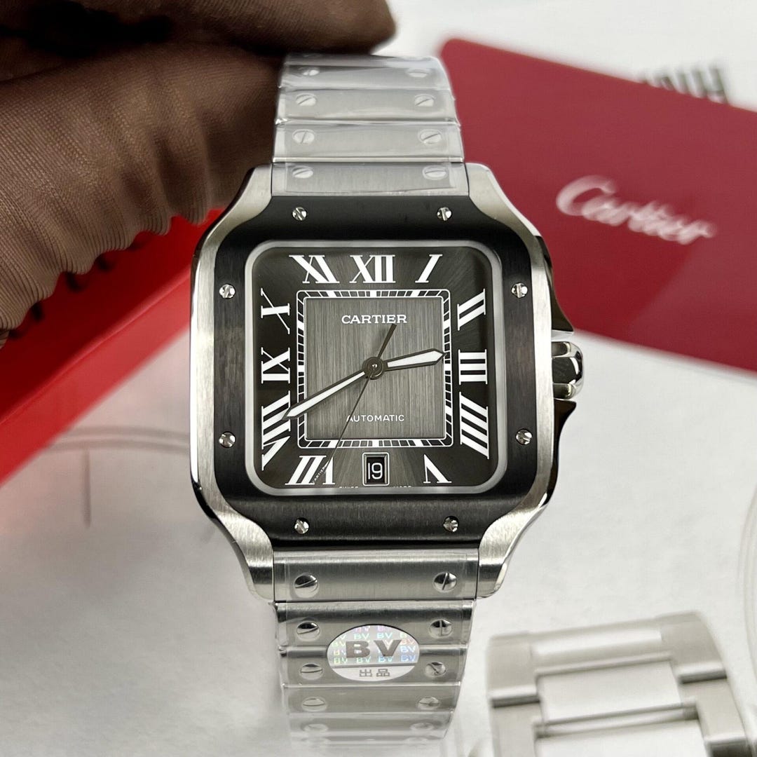 Cartier Santos De Cartier WSSA0037 Stainless Steel Gray Dial 39.8mm Men ...