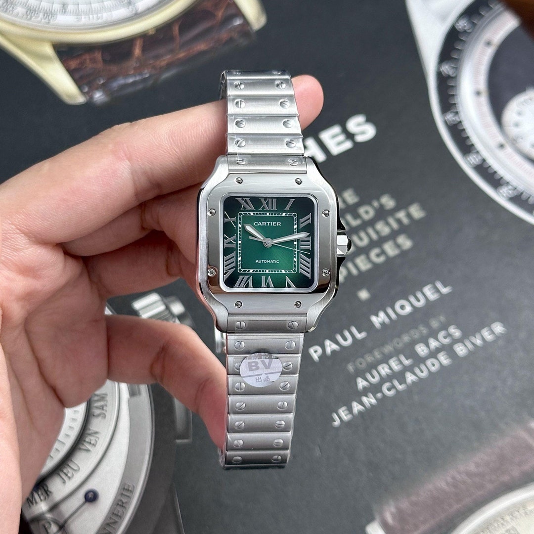 Cartier Santos De Cartier WSSA0061 Green Dial 35mm Stainless Steel ...
