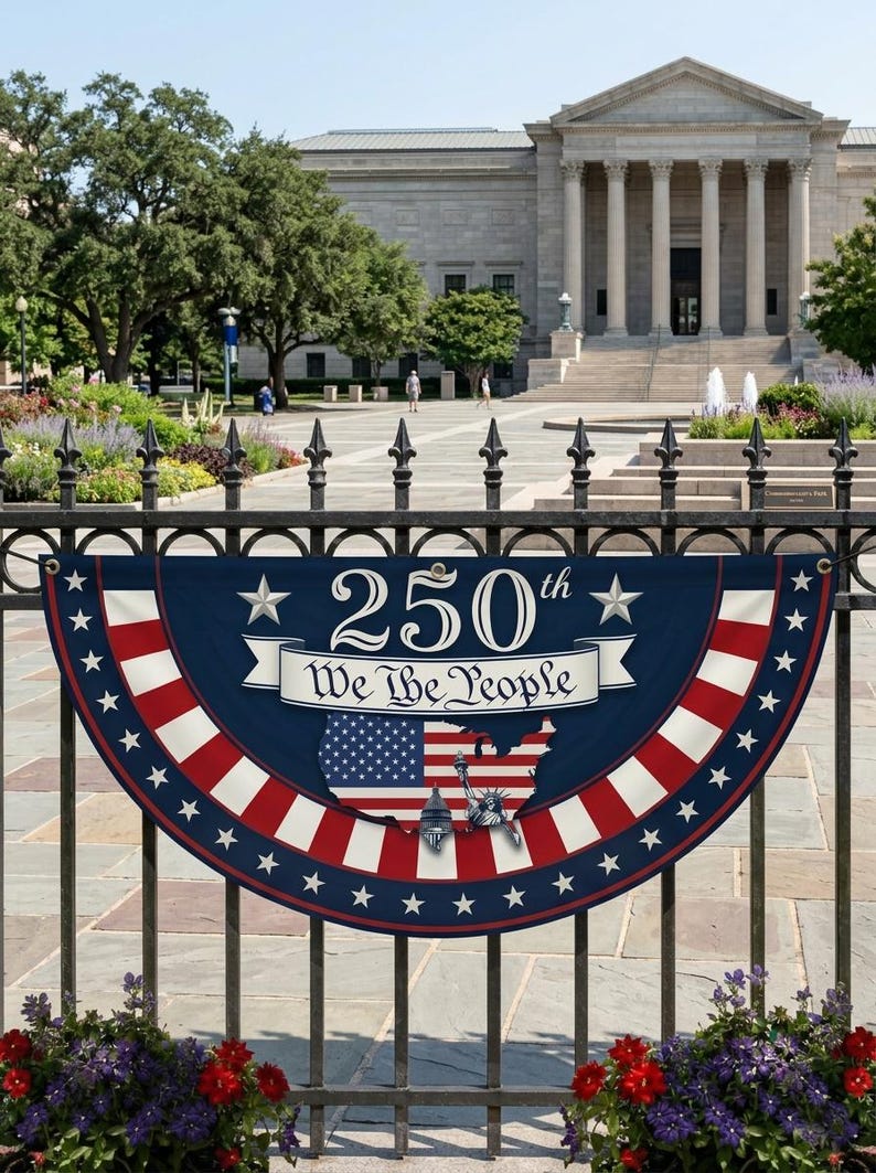 250th We the People Fan Flag, Patriotic Semi Circle Bunting, American ...