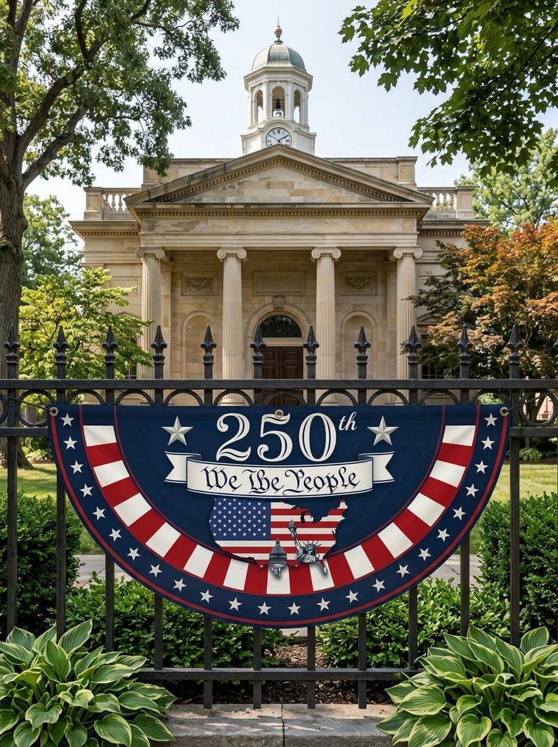 250th We the People Fan Flag, Patriotic Semi Circle Bunting, American ...