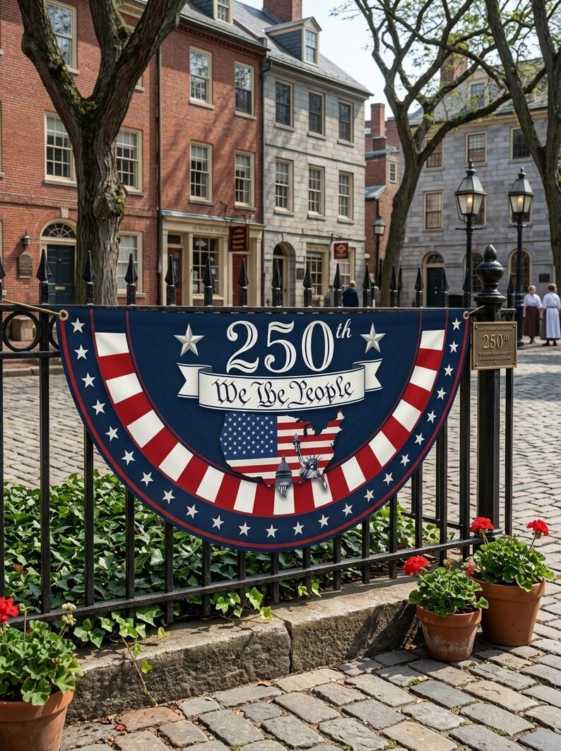 250th We the People Fan Flag, Patriotic Semi Circle Bunting, American ...