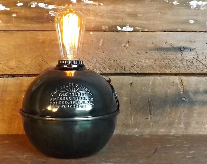 Edison Lamp, Smudge Pot Industrial Desk Light, Steampunk Vintage Steel ...