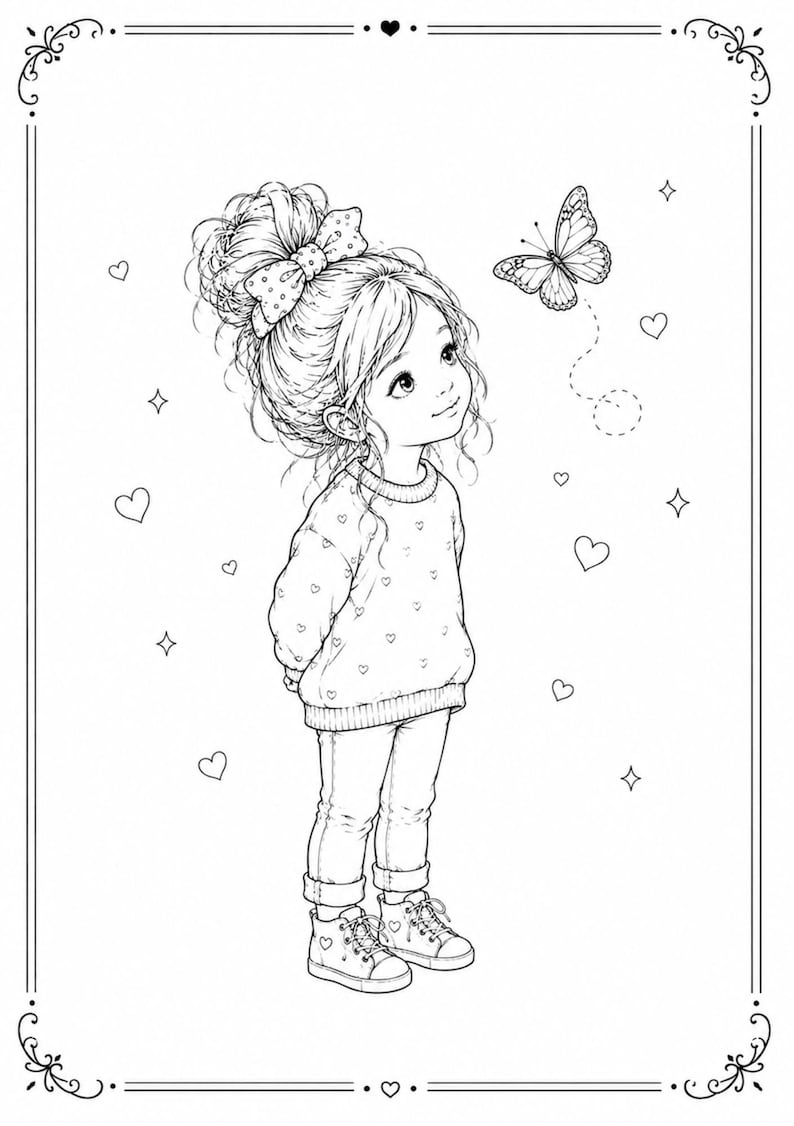 Kawaii Girls Coloring Pages | 10 Printable Designs (PDF Download) - Etsy