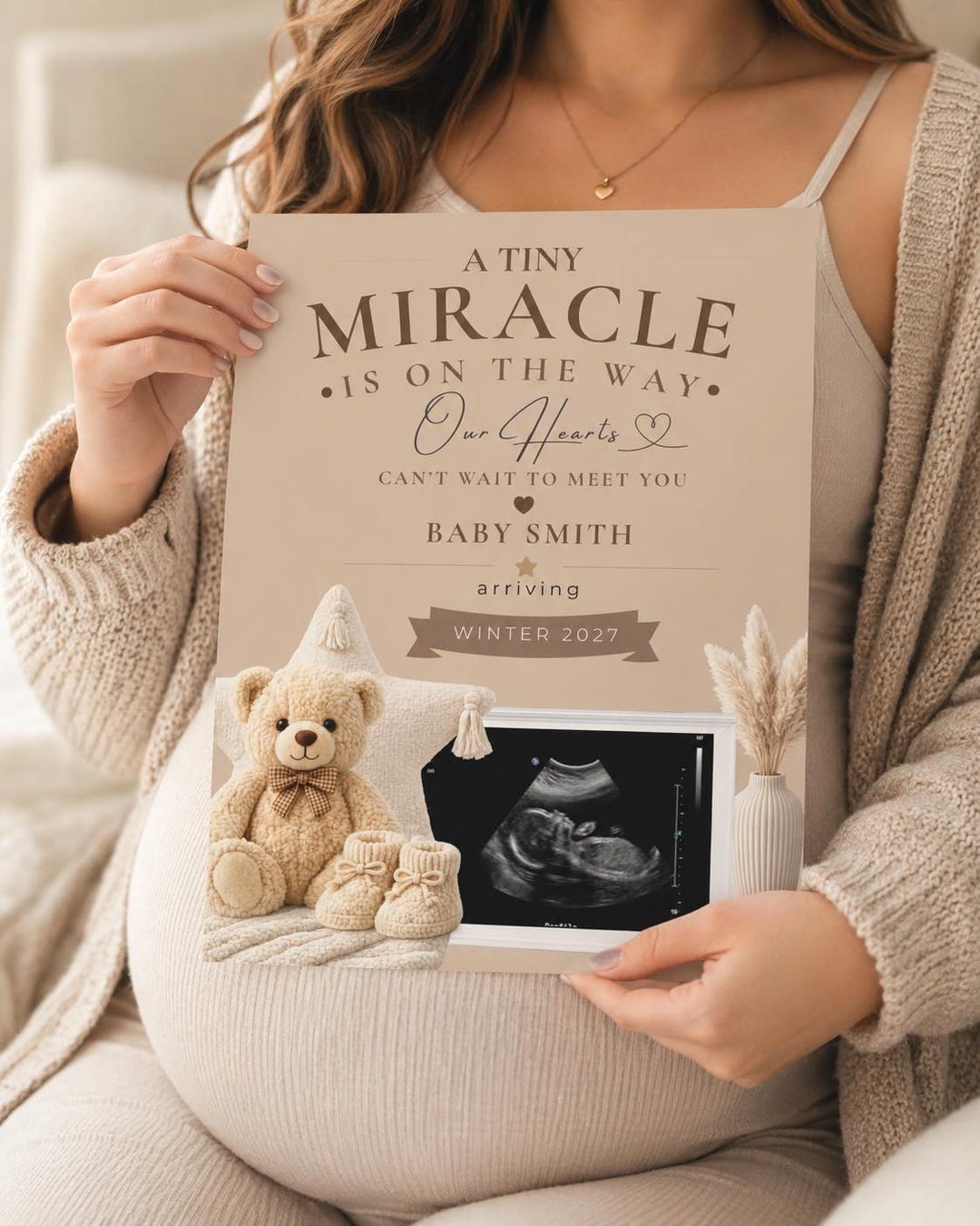 Editable Pregnancy Announcement Template, Baby Reveal Canva Design ...