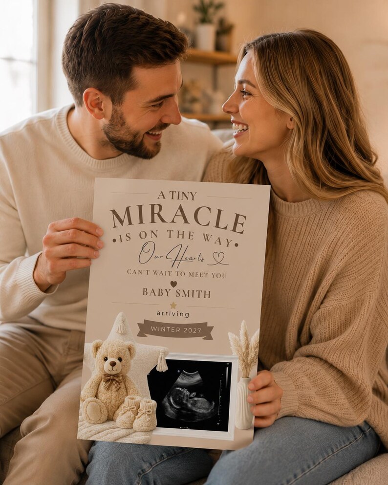 Editable Pregnancy Announcement Template, Baby Reveal Canva Design ...