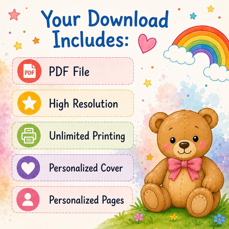 Custom Photo Coloring Book for Kids, Personalized Child Art (PDF ...