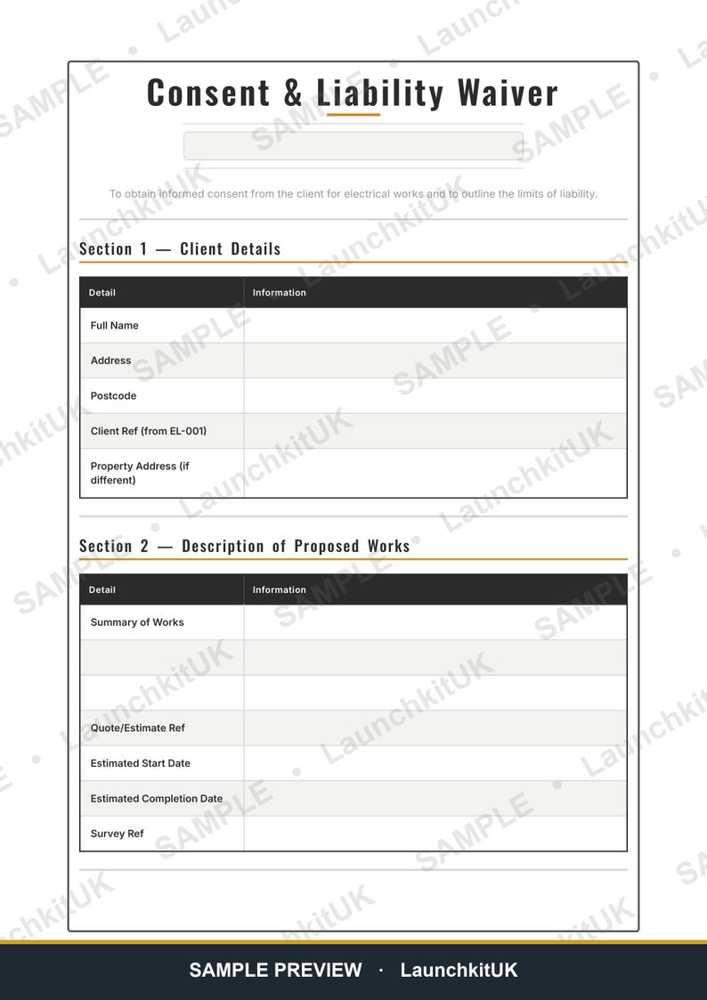 Electrician Forms UK — 17 Fillable Pdfs & Editable DOCX | Customisable ...