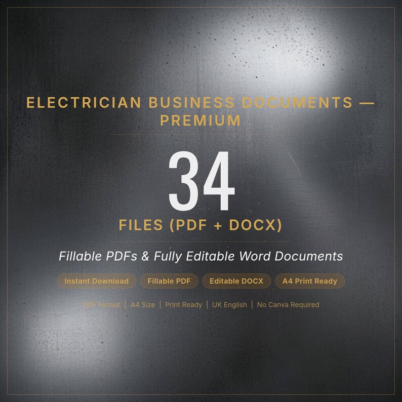 Electrician Forms UK — 17 Fillable Pdfs & Editable DOCX | Customisable ...