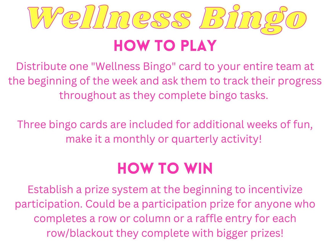 Team-building Wellness Bingo Office Fun and Games - Etsy