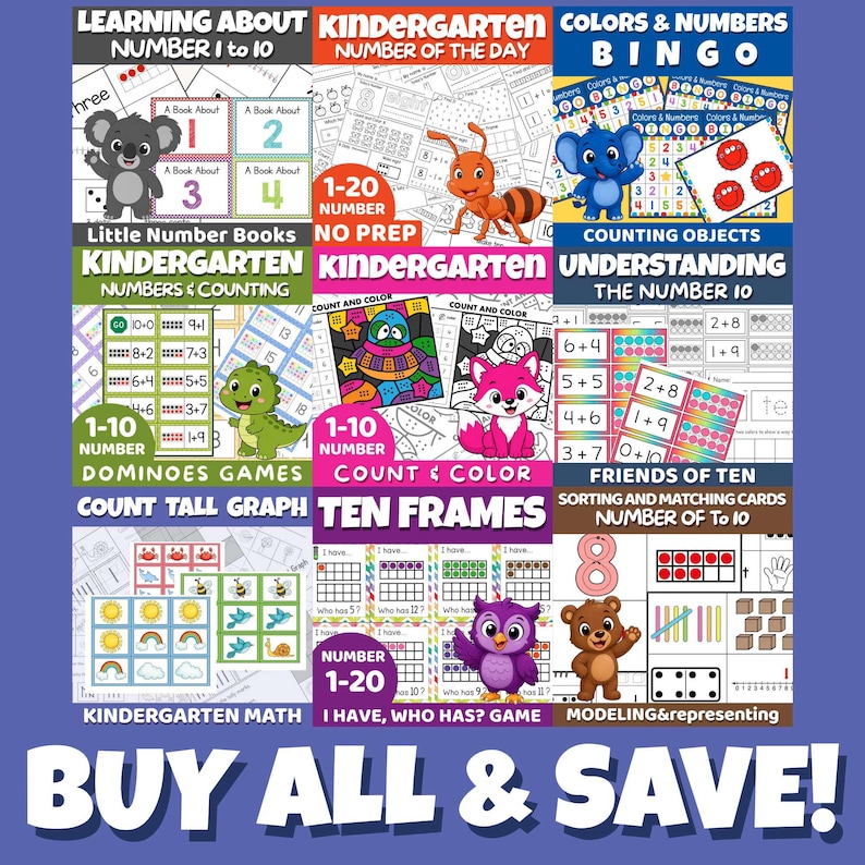 200+ Pages Kindergarten Math Bundle | 9 Resources Number Sense Counting ...