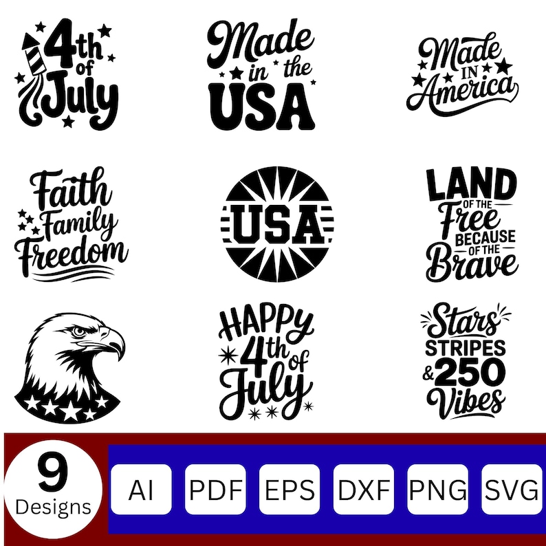 USA 250th Anniversary SVG Bundle, Patriotic 4th of July Designs ...