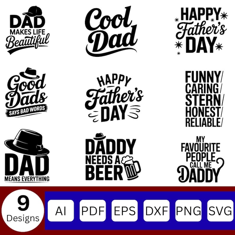 Father's Day SVG Bundle, Dad Quotes, Papa, Cricut Silhouette (digital ...