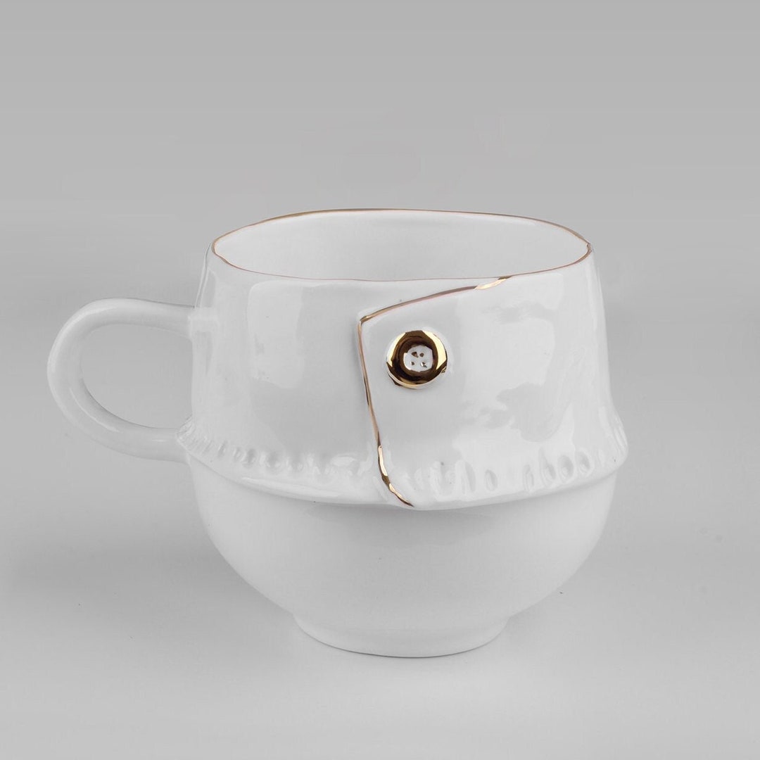 Porcelain Extra Large Cup With a Gold Button for a Coffee/tea and ...
