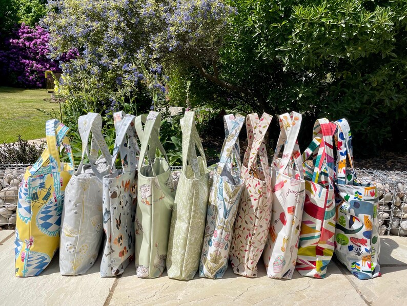 Floral Leaf Oilcloth Tote Bag - Etsy UK