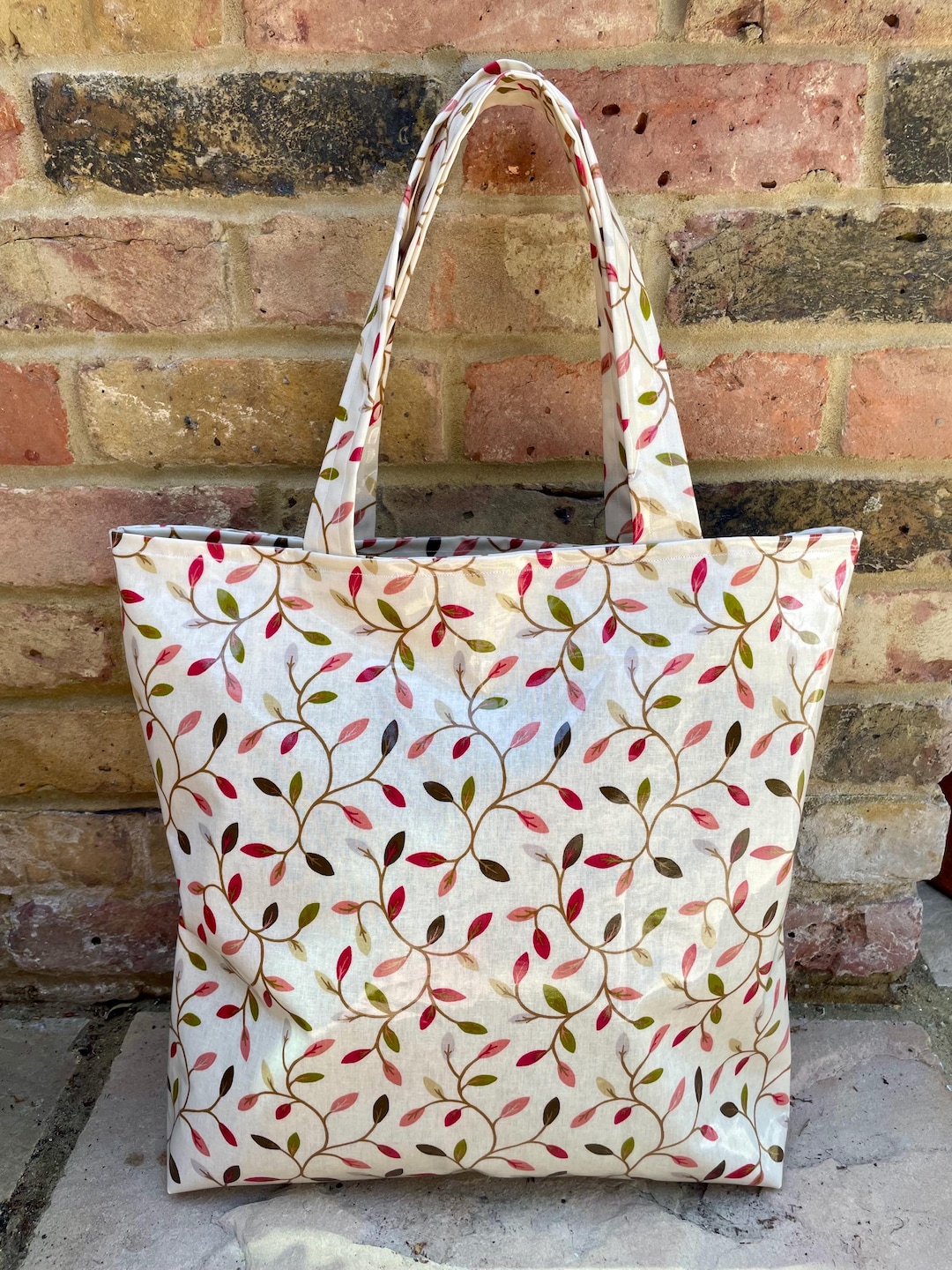 Floral Leaf Oilcloth Tote Bag - Etsy UK