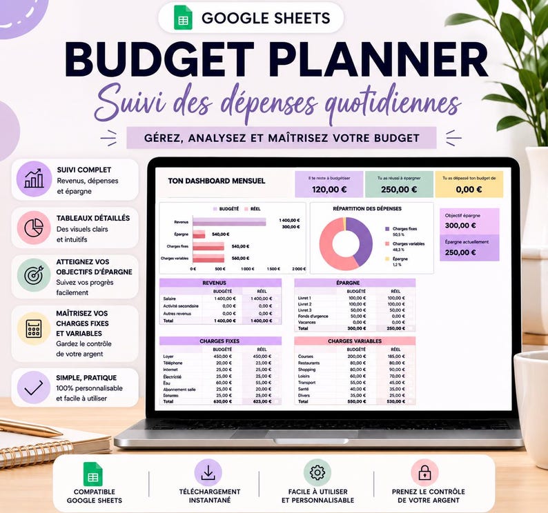 Budget Planner Excel & Google Sheets | Daily Expense Tracking ...