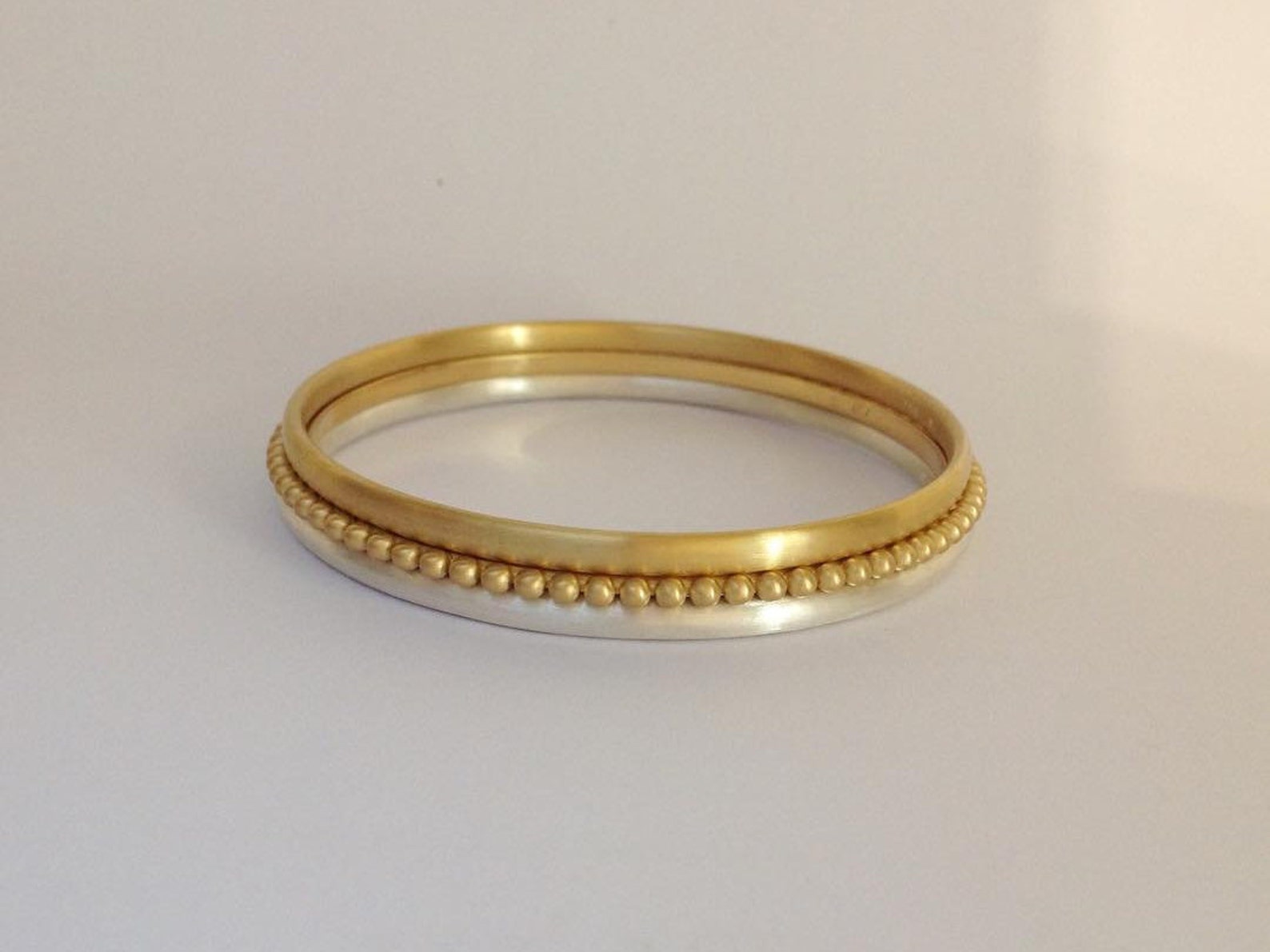 18k Solid Gold Stack Minimal Bangle Bracelet 14 / 18 Karat | Etsy