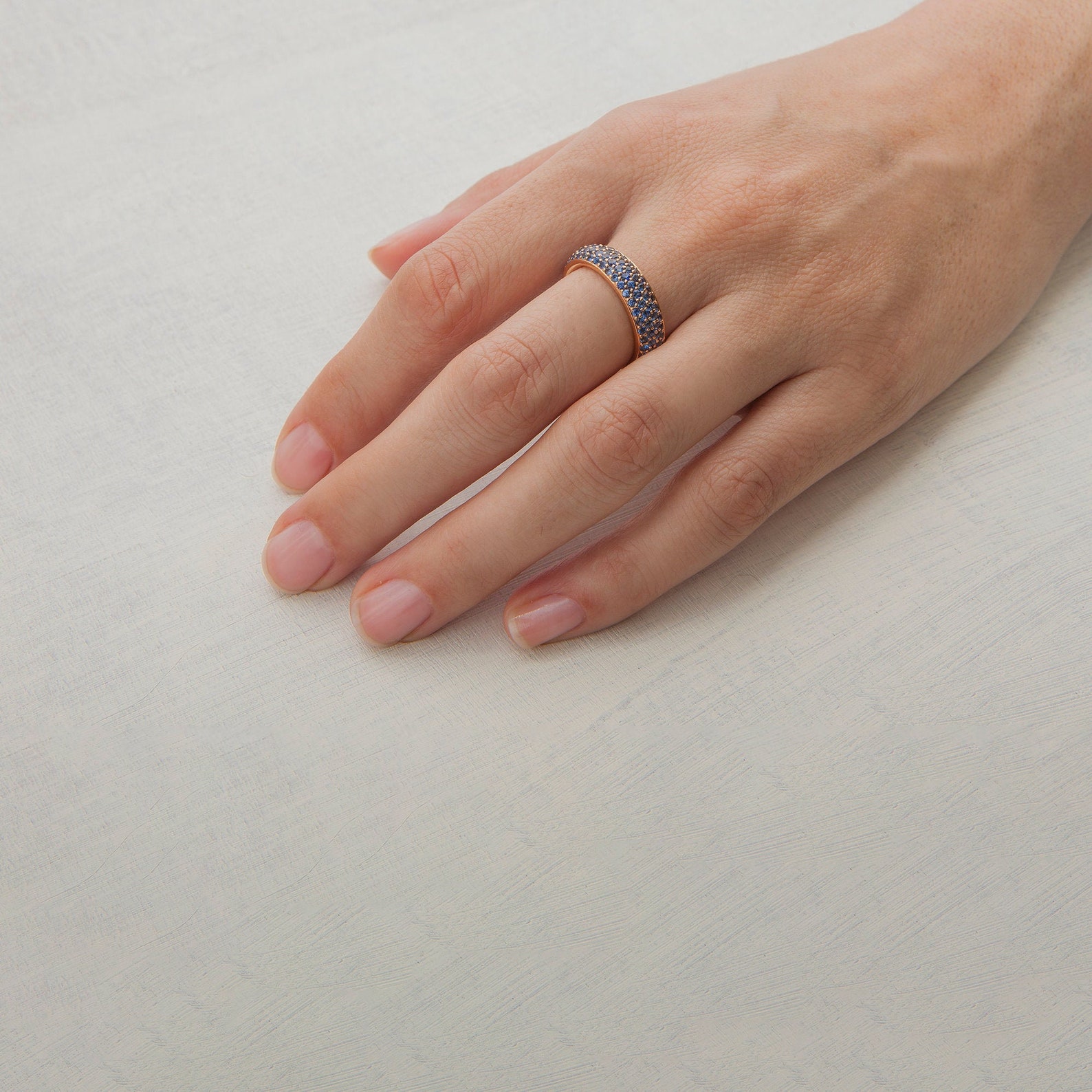 Ceylon Sapphire Eternity Ring Band Saphire Infinity Ring 18k | Etsy