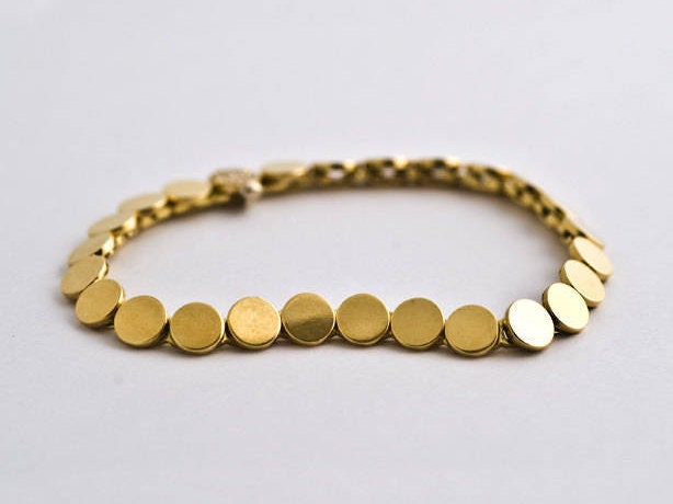 18k Gold Bracelet Small Disc Gold Bracelet Links Disk | Etsy