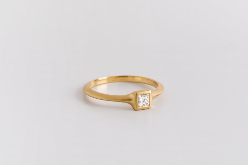 Minimalist Simple Princess Cut Engagement Ring Stack Dainty - Etsy