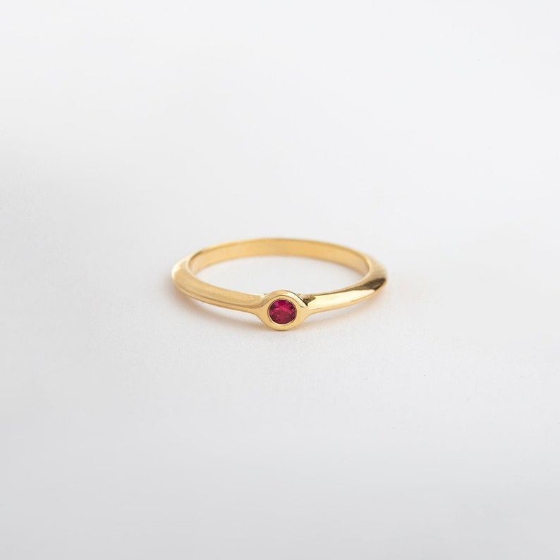 Minimal Small Simple Ring for Women Stackable Ruby - Etsy