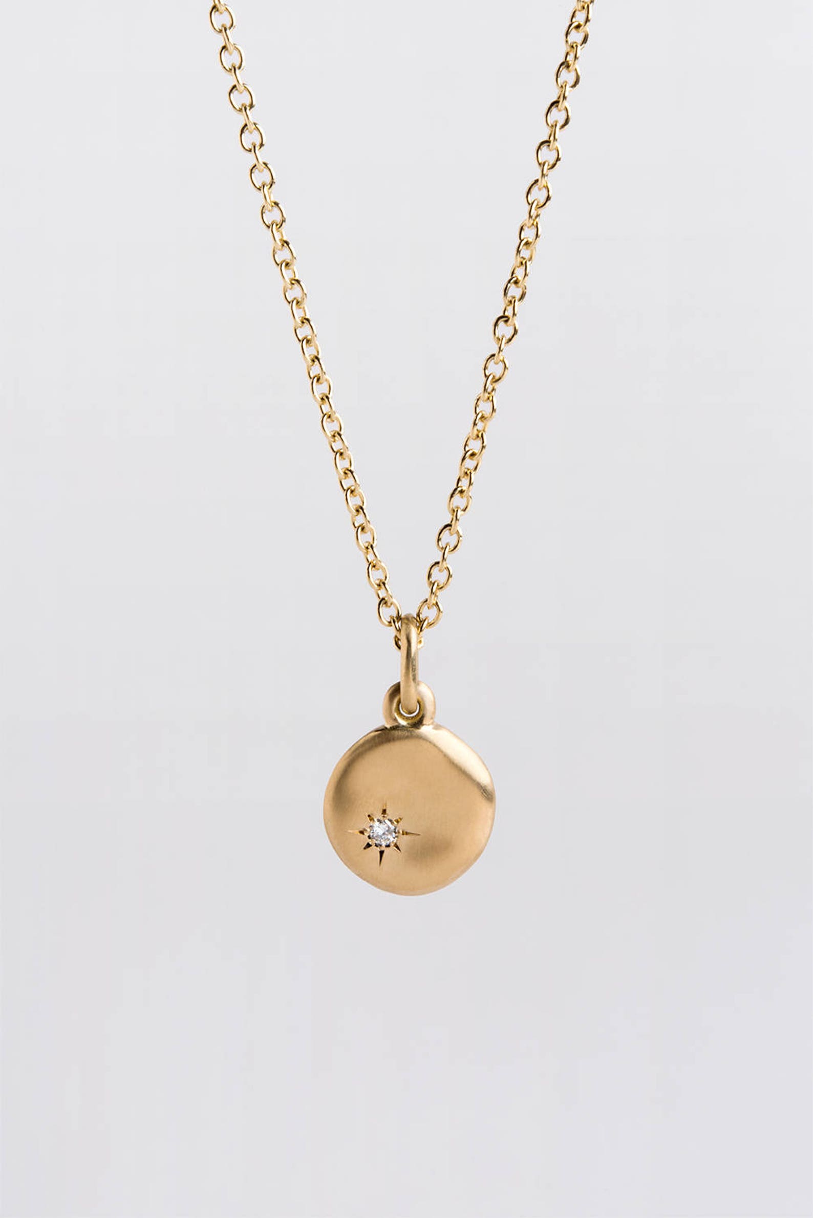 Large Diamond Pendant 18k Yellow Gold Pendant Little Diamond - Etsy