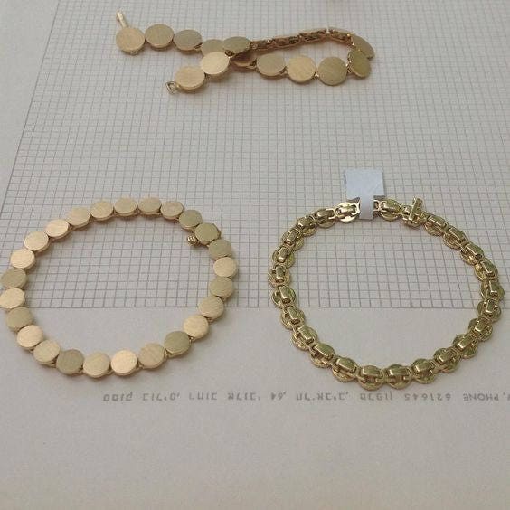 18k Gold Bracelet Small Disc Gold Bracelet Links Disk | Etsy