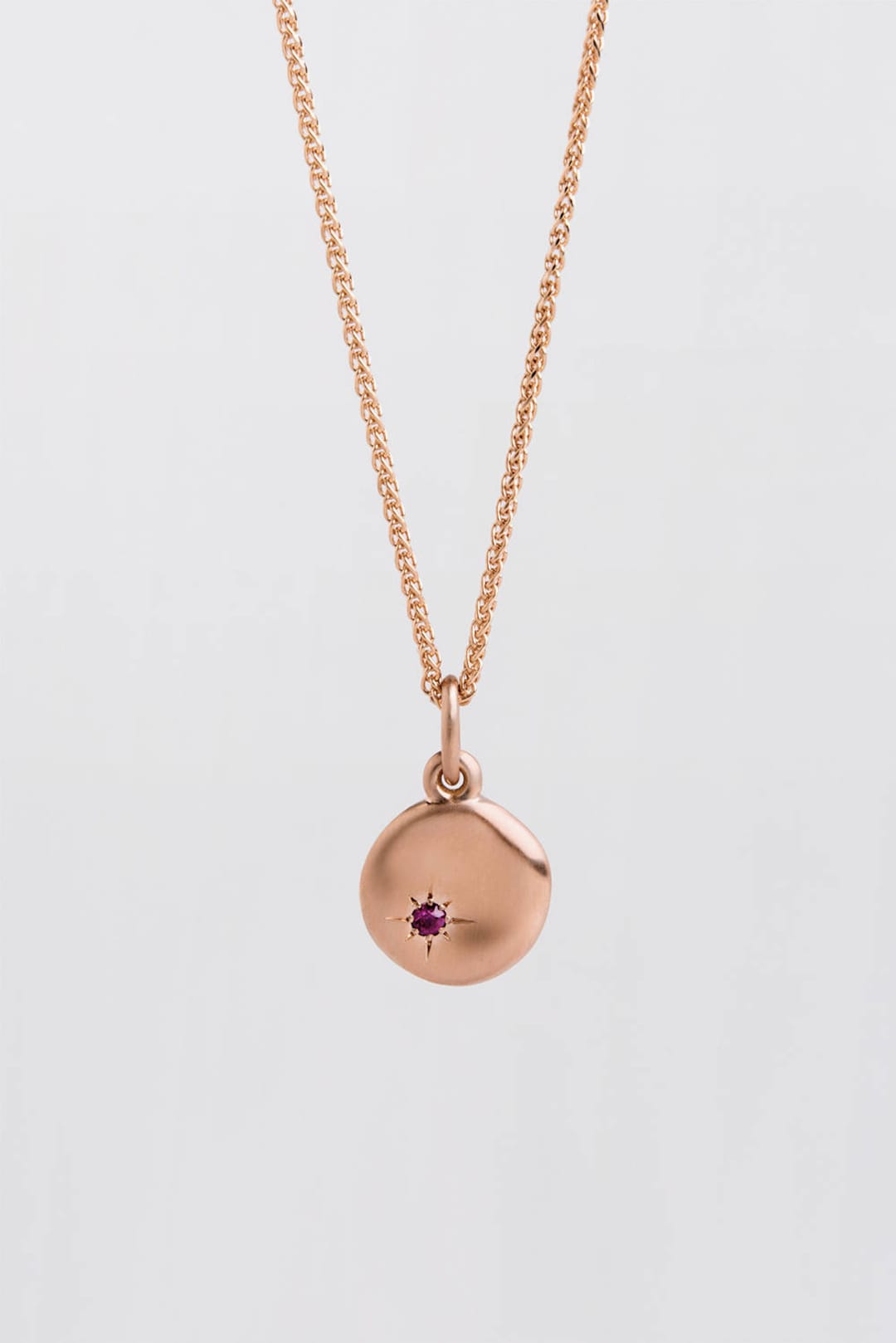 Large Ruby Pendant Gold 18k Rose Gold Disc Necklace Ruby - Etsy