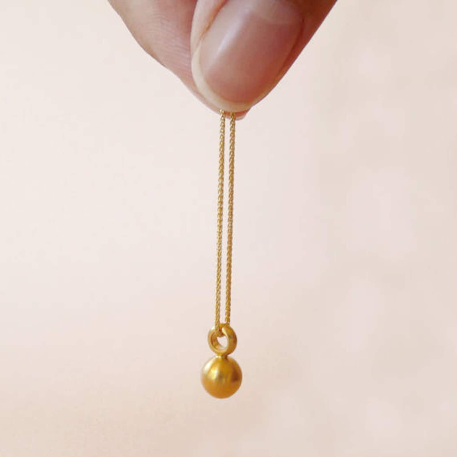 Simple Small Minimal Gold Ball Pendant Necklace 14K Yellow - Etsy
