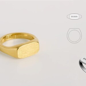 Signet Rectangle Solid 18k Yellow Gold ⦁ Geometric Wedding Seal Band ...