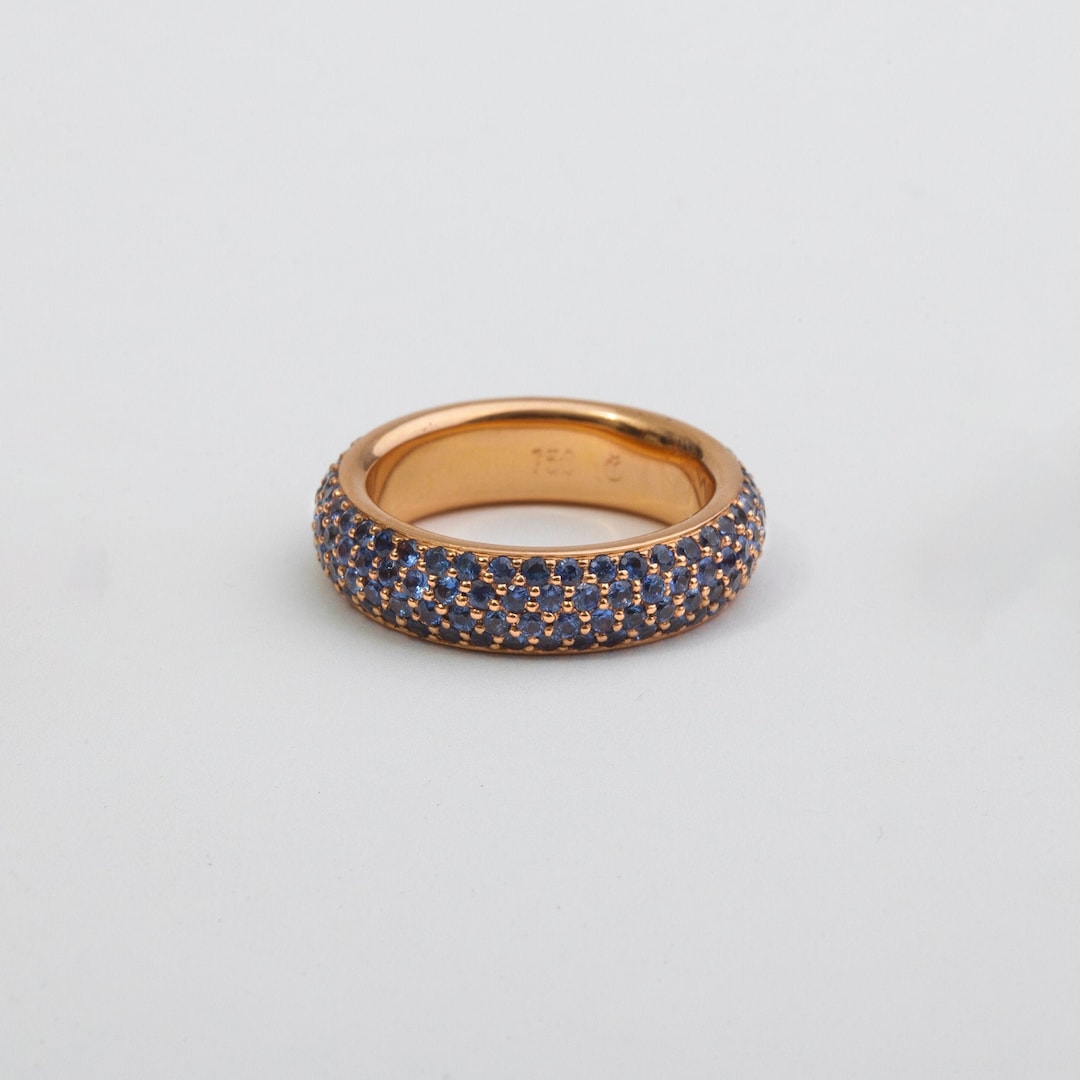 Ceylon Sapphire Eternity Ring Band Saphire Infinity Ring 18k - Etsy