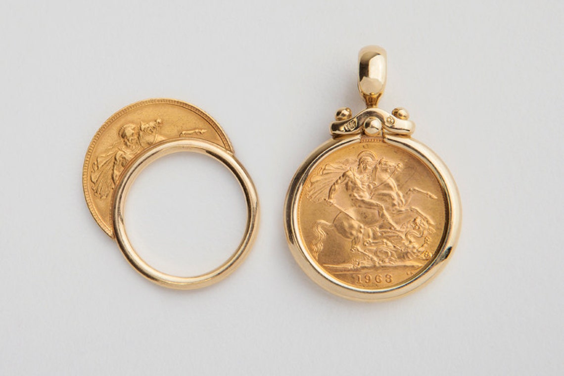 Sovereign Coin Pendant Medallion Gold Pendant Necklace | Etsy Israel