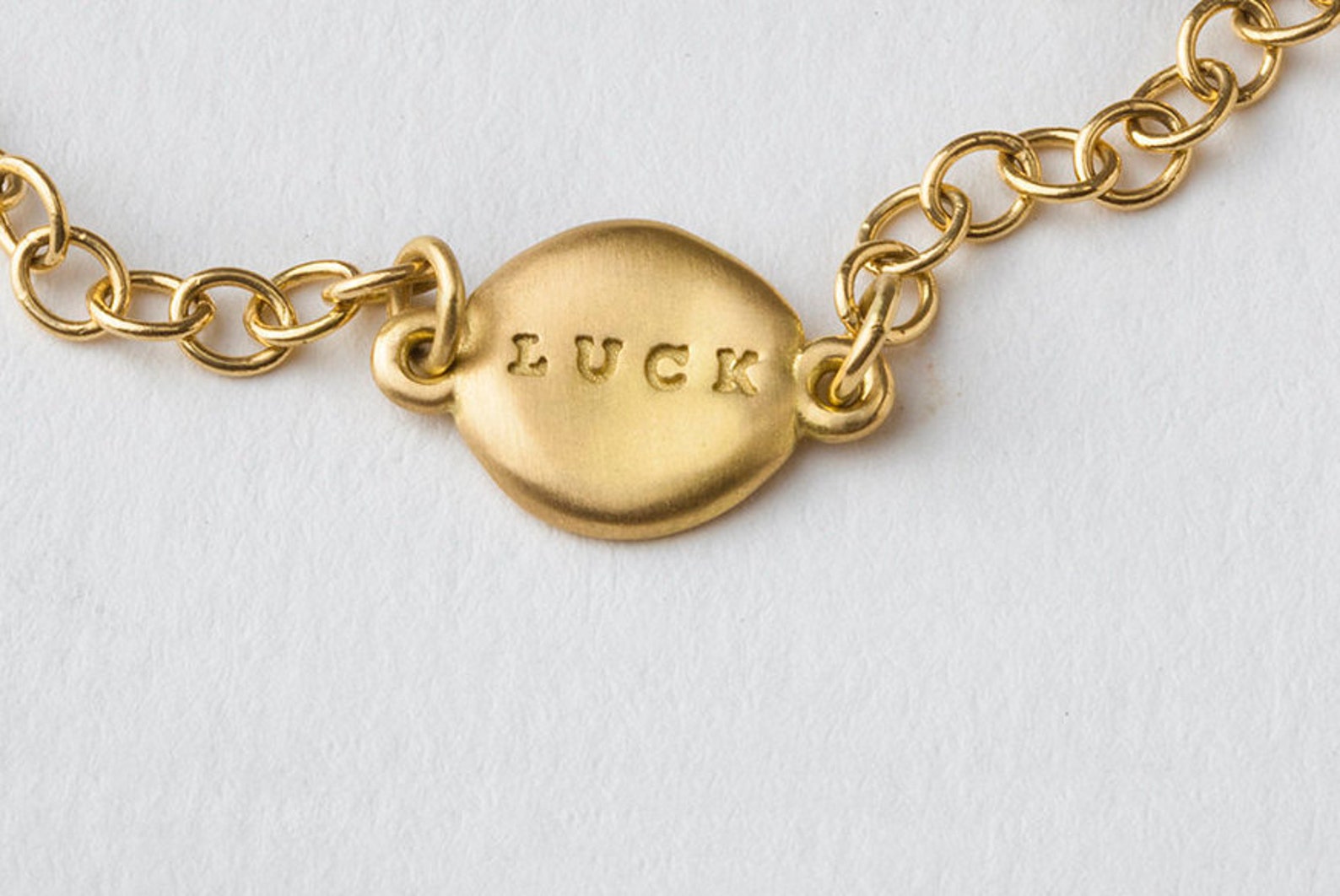 18k Gold Luck Charm Bracelet Monogram Disc Bracelet Name Link - Etsy