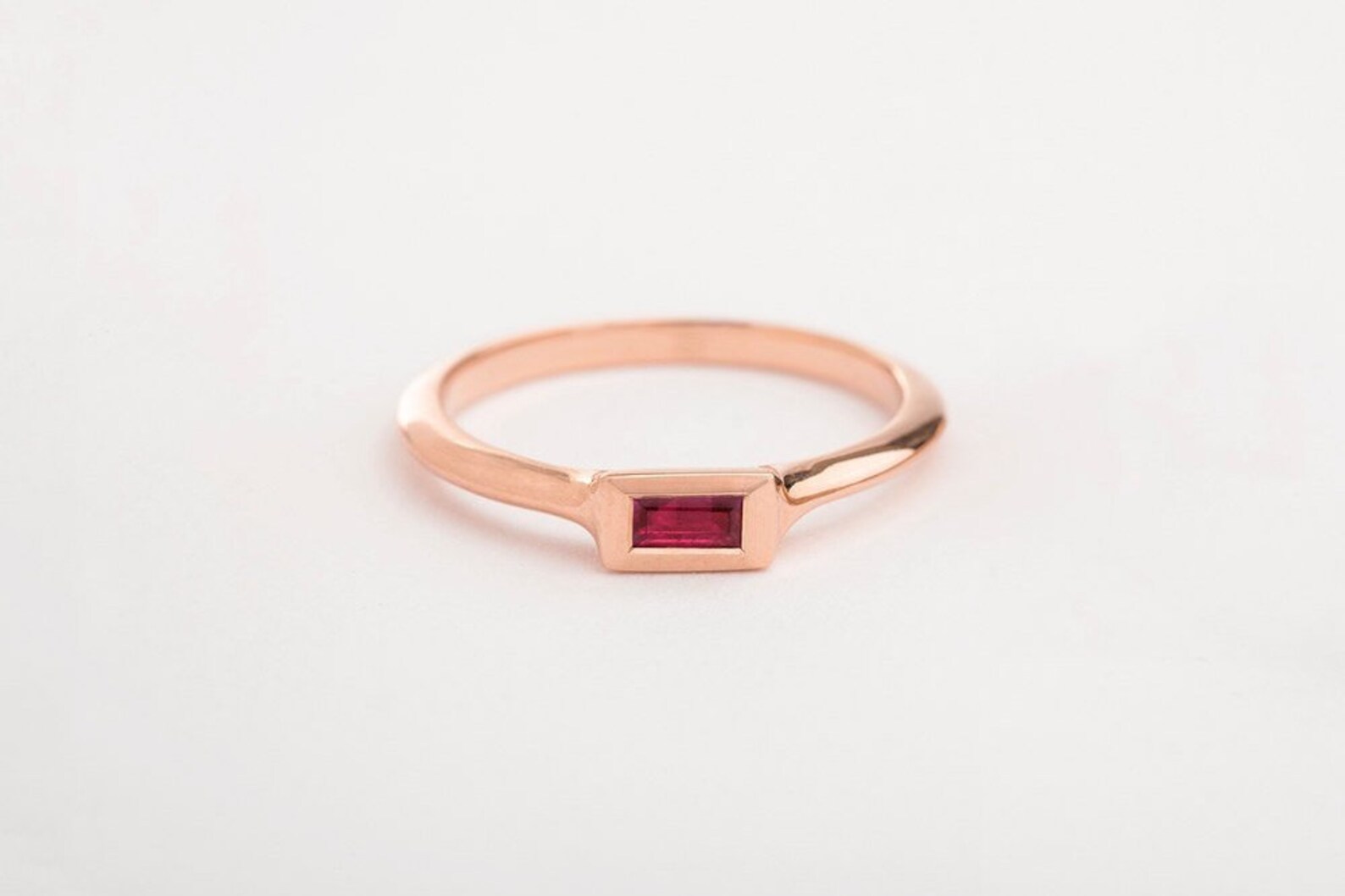 Rose Gold Ruby Stack Ring Ruby Solitaire Ring Unique Ring | Etsy