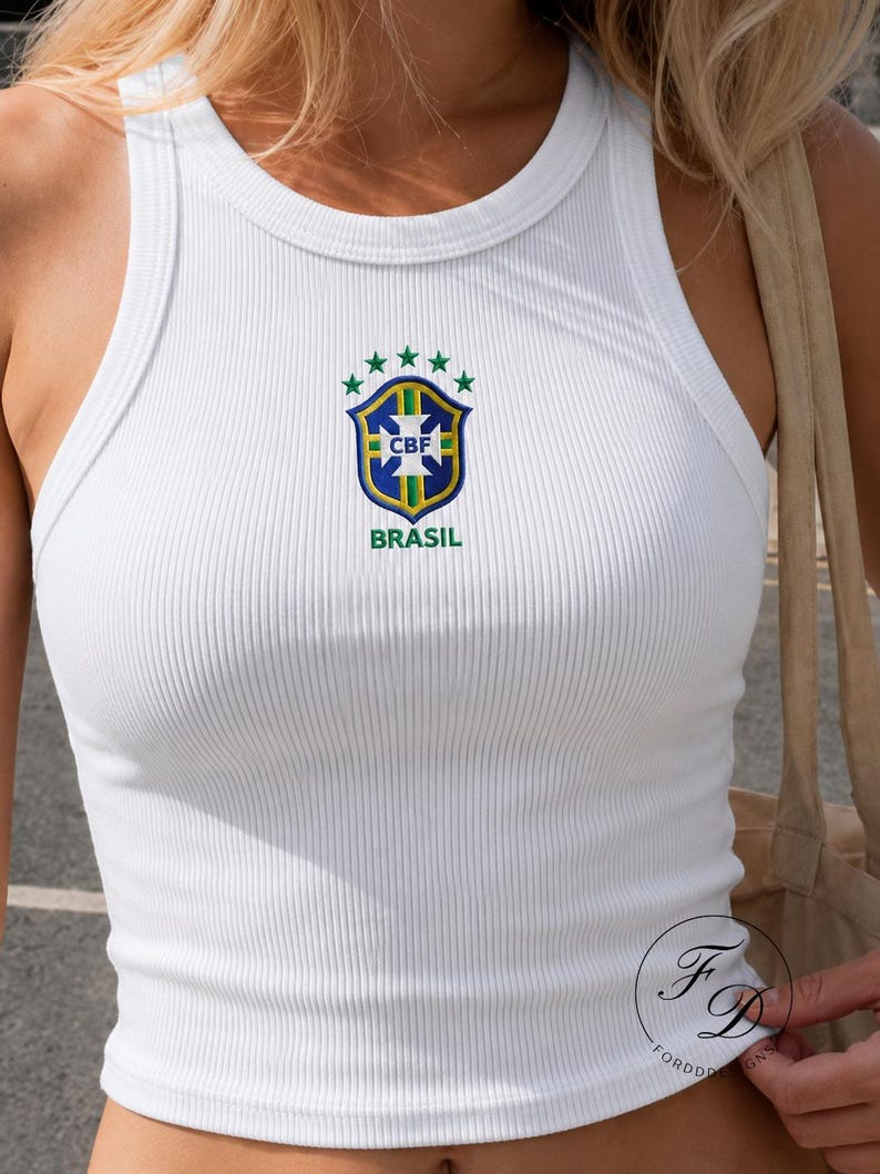 Brazil World Cup 2026 Tank Top, Brazil Football Embroidered Baby Tee ...