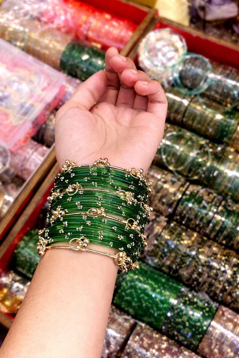 Kashmiri Glass Bangles Ghungroo | Colourfull Bangles Set Indian Wedding ...