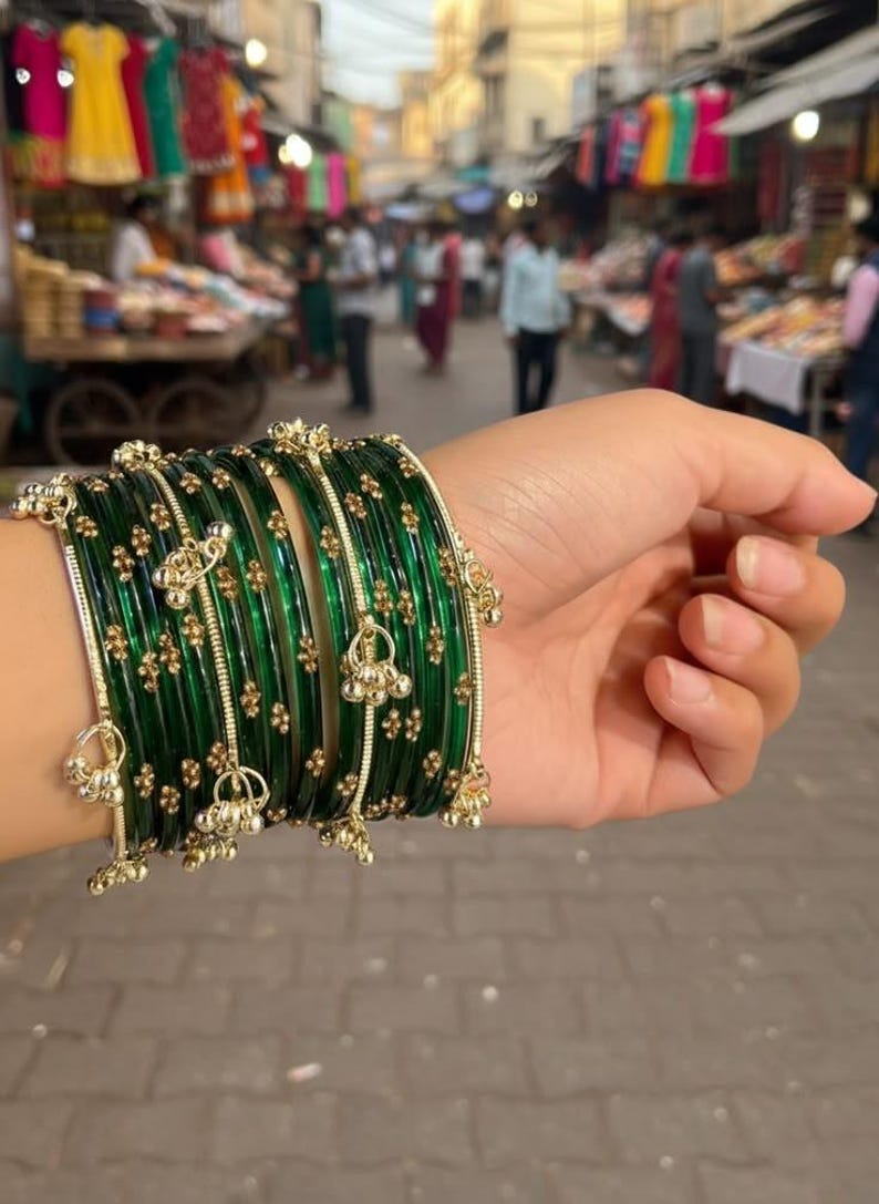 Kashmiri Glass Bangles Ghungroo | Colourfull Bangles Set Indian Wedding ...