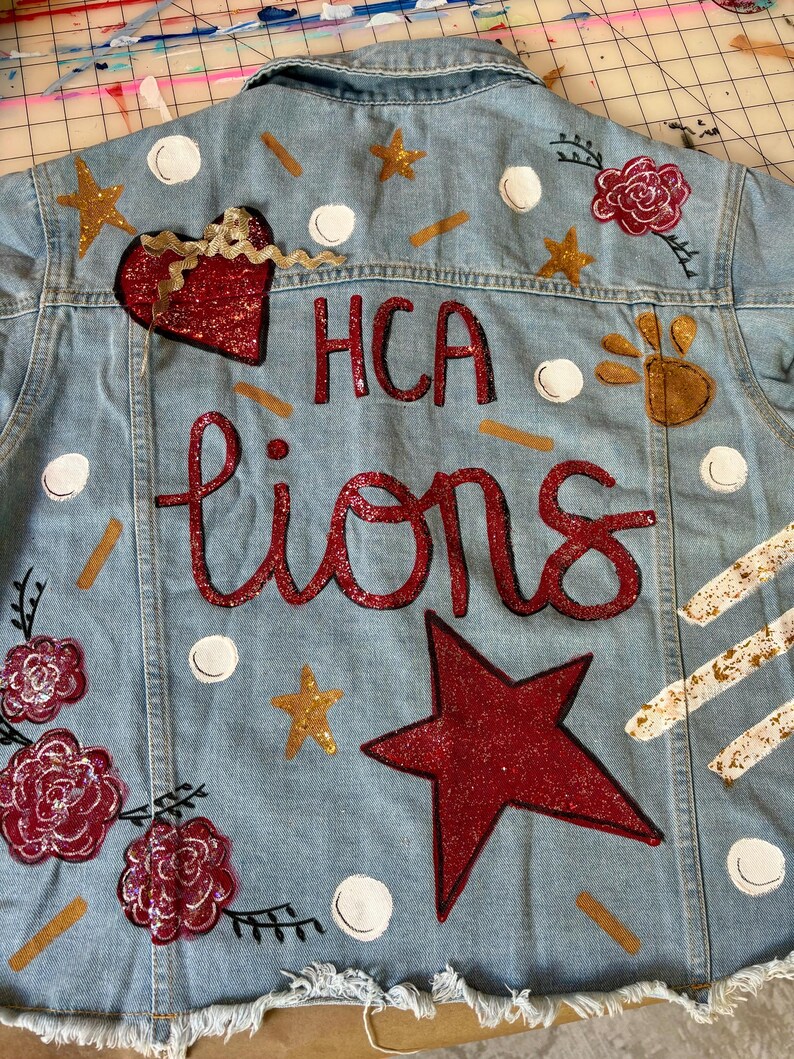 Hand Painted Jean Denim Jacket for Spirit Wear - Etsy